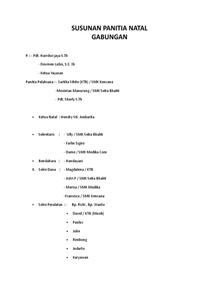 Susunan Panitia Natal | PDF
