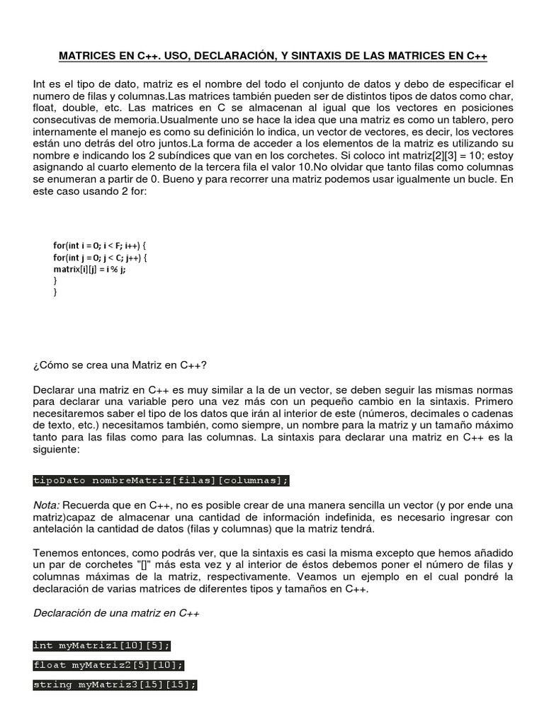 Matrices en C Tercer Parcial | PDF | Estructura de datos de matriz | C