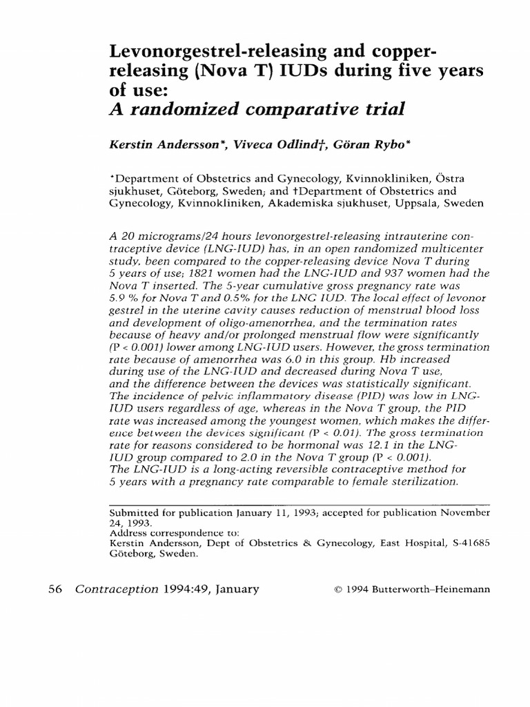Levonorgestrel-Releasing and Copper-Releasing (Nova T) Iuds During Five ...