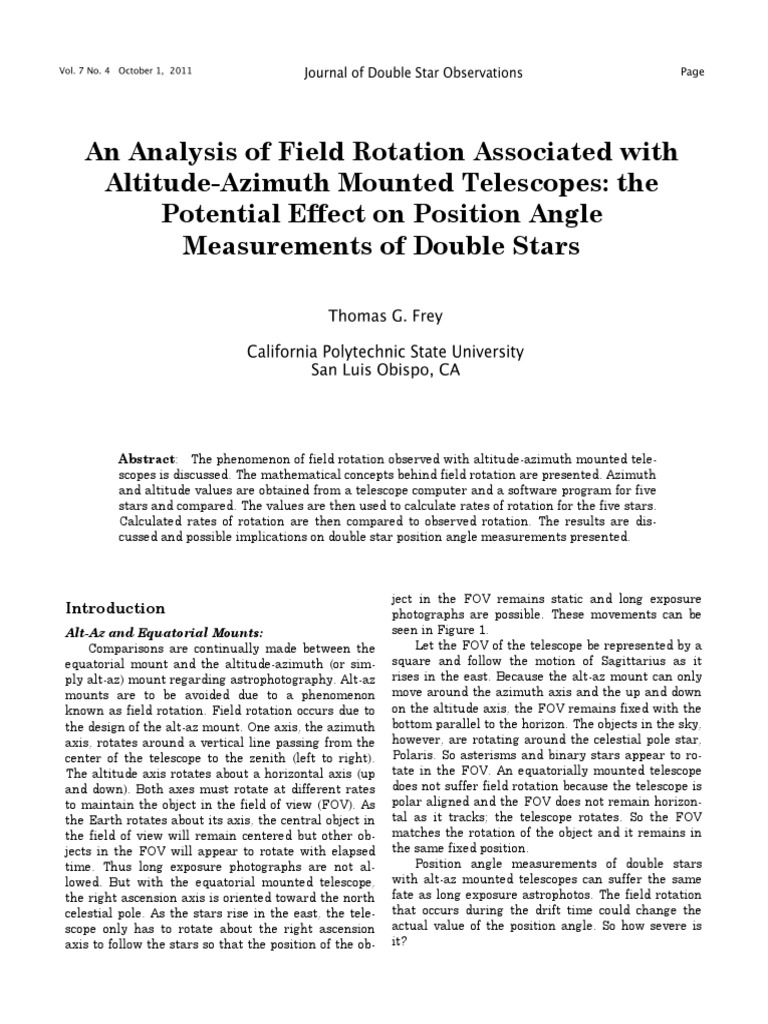 An Analysis of Field Rotation Associated With Altitude-Azimuth Mounted ...