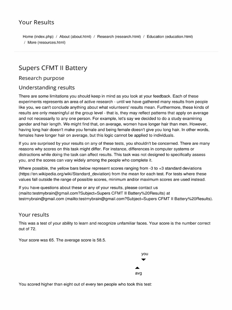 Test My Brain Test Results | PDF