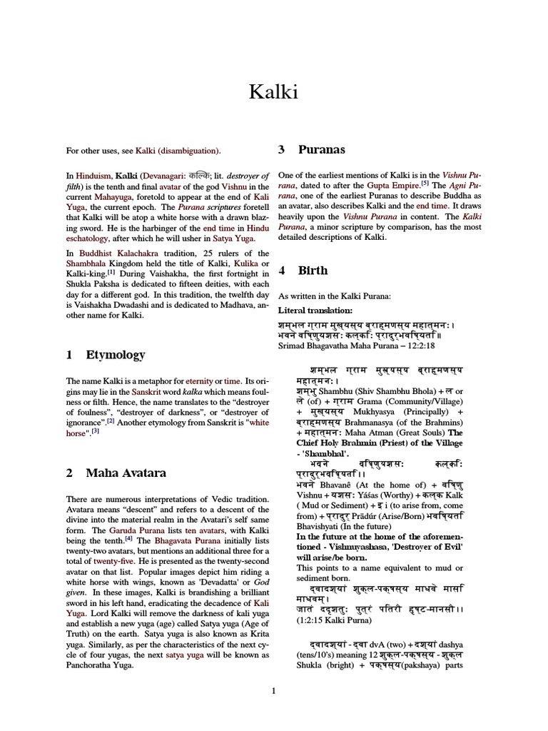 Kalki | PDF | Hindu Mythology | Monotheistic Religions