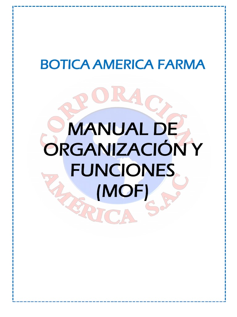 MOF - Manual de Organización y Funciones | PDF | Farmacéutico | Farmacia