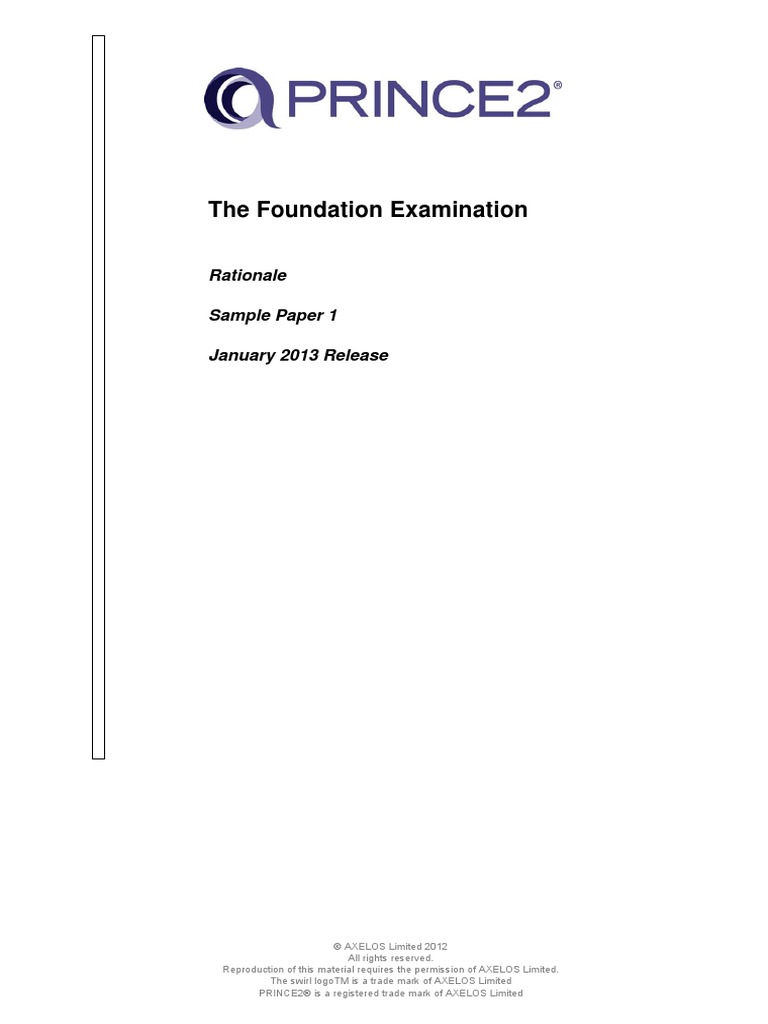 GB - PRINCE2 Foundation Exam - Sample Paper 1 - January 13 Release ...
