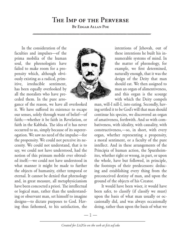 The Works of Edgar Allan Poe 010 The Imp of The Perverse PDF | PDF | Reason