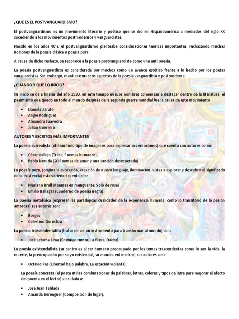 Postvanguardismo Guia | PDF