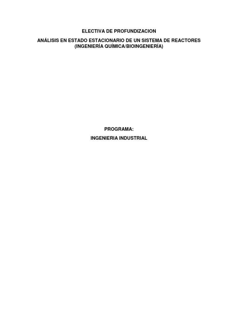 Sistema de Reactores | PDF | Ecuaciones | Matriz (Matemáticas)