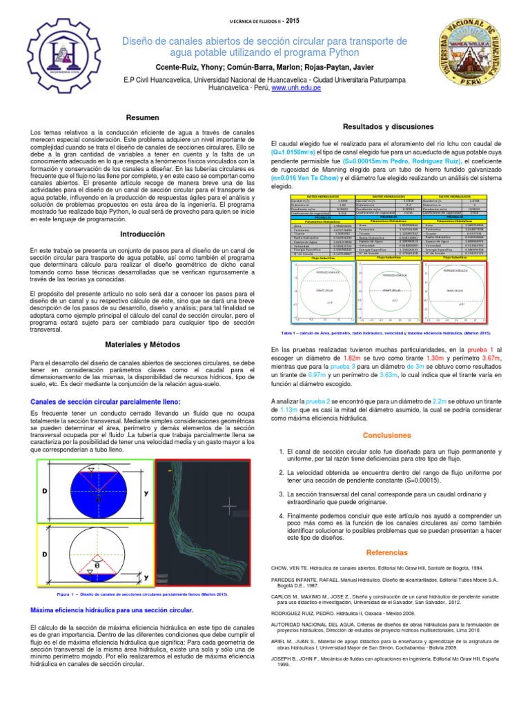 Paper Canal Circular | PDF | Canal | Descarga (hidrología)