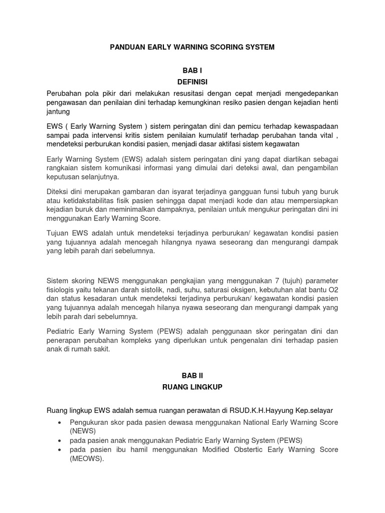Panduan Early Warning Scoring System | PDF
