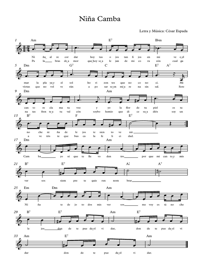Niña Camba - Partitura Completa | PDF | Ocio