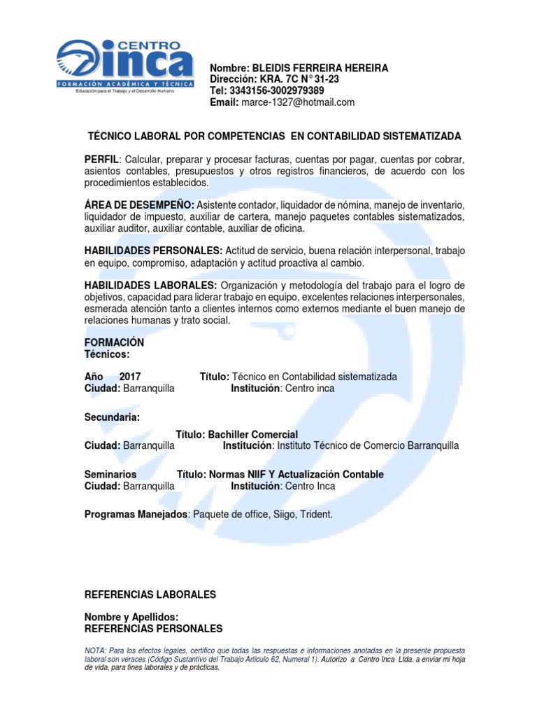 Hoja de Vida Inca | PDF | Contabilidad | Economias