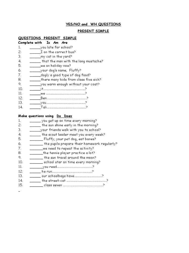 Yesno and WH Questions. | Download Free PDF | Foods | Leisure