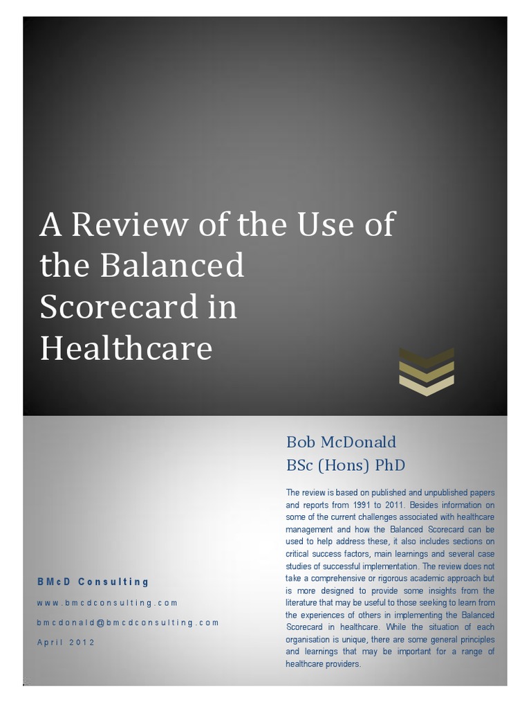 Review of The Use of The Balanced Scorecard in Healthcare BMCD | PDF ...
