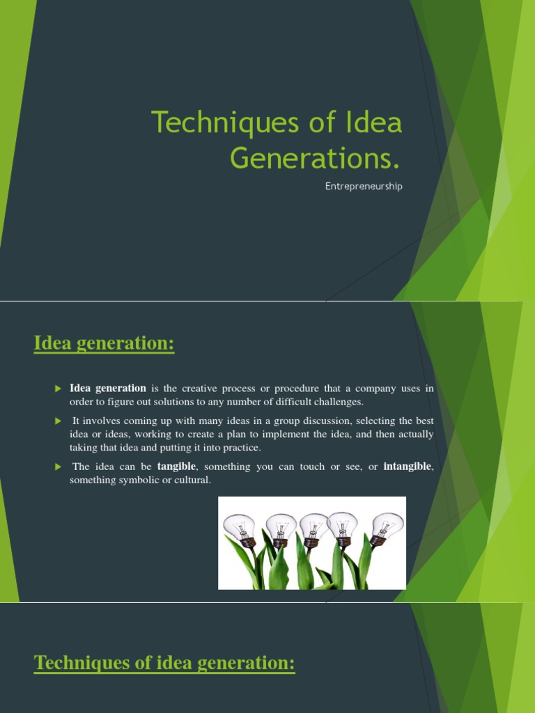 Techniques of Idea Generations | PDF | Focus Group | Brainstorming
