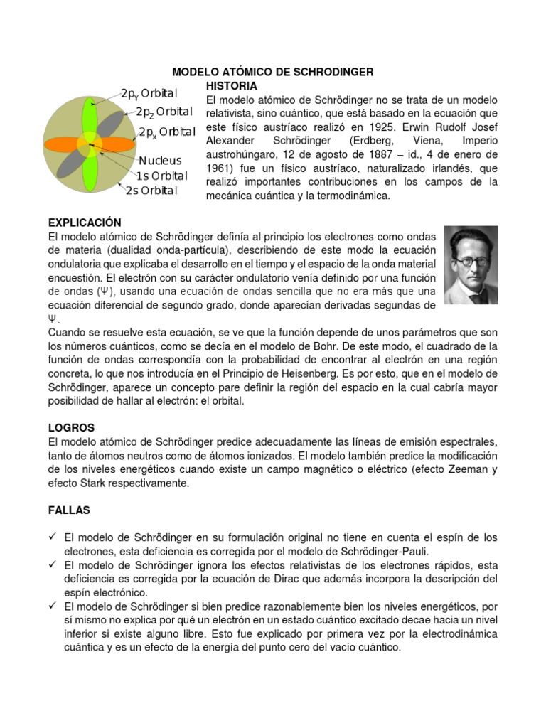 Modelo Atómico de Schrodinger | PDF | Mecánica cuántica | Átomos