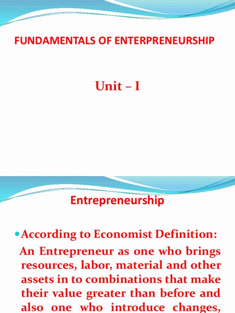 BBA III Semester Fundamentals of Entrepreneurship I Unit | PDF ...
