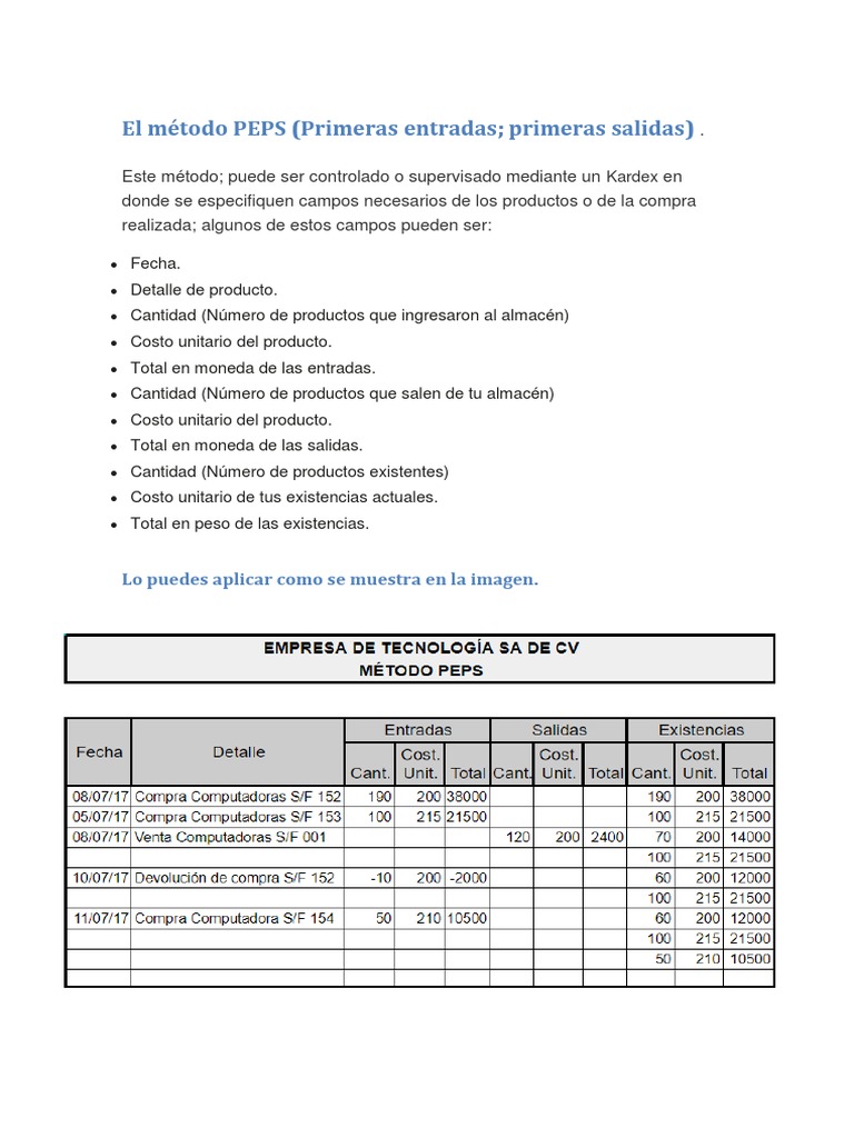 El Método PEPS | PDF | Euro | Inventario