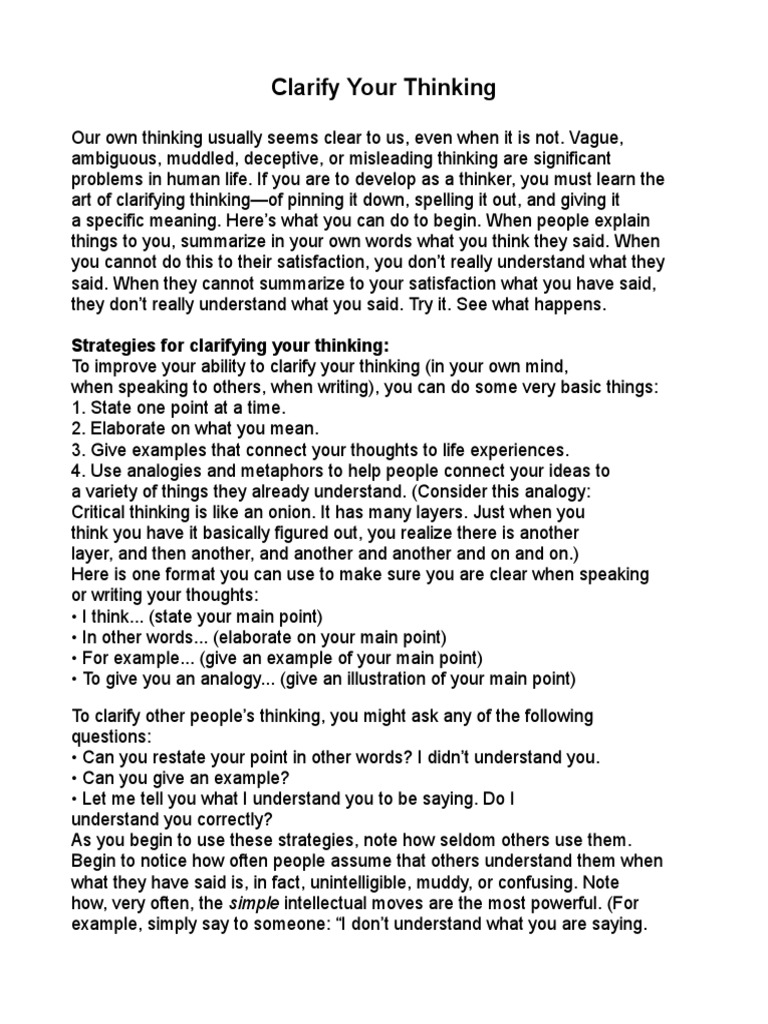 Clarify Your Thinking | PDF | Analogy | Thought