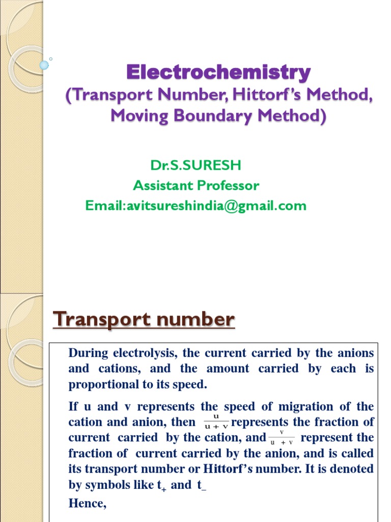 Transport Number | PDF | Anode | Cathode