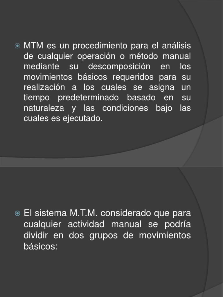 Descripción Del Método MTM | PDF | Mano | Fuerza