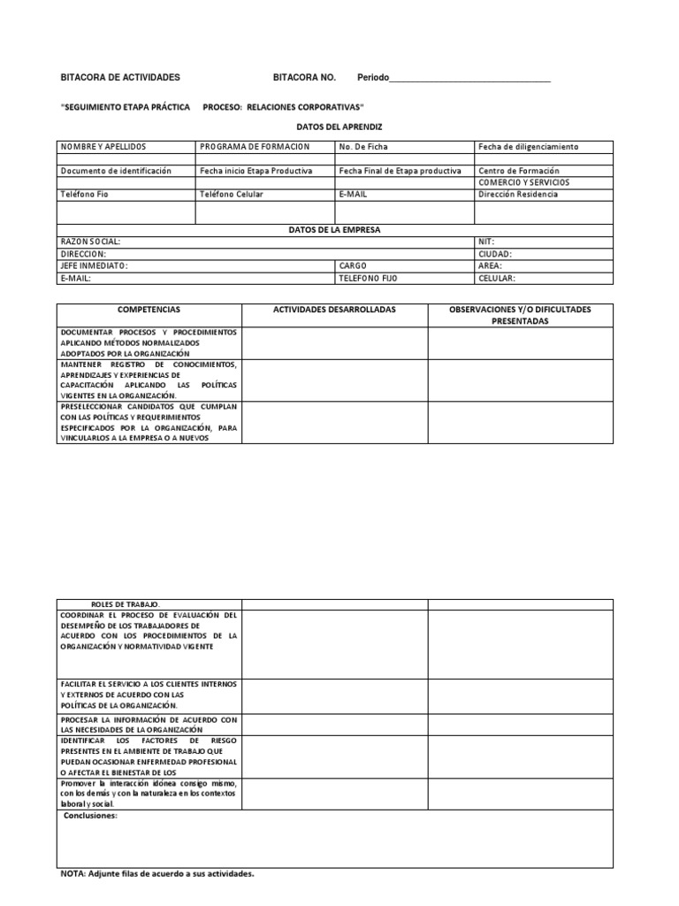 Formato Bitácoras.2019 | PDF | Evaluación | Cognición