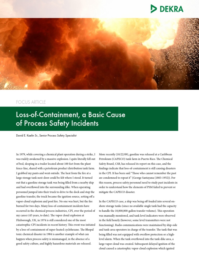 Focus Article Loss of Containment PSM Failures Letter | PDF | Risk ...