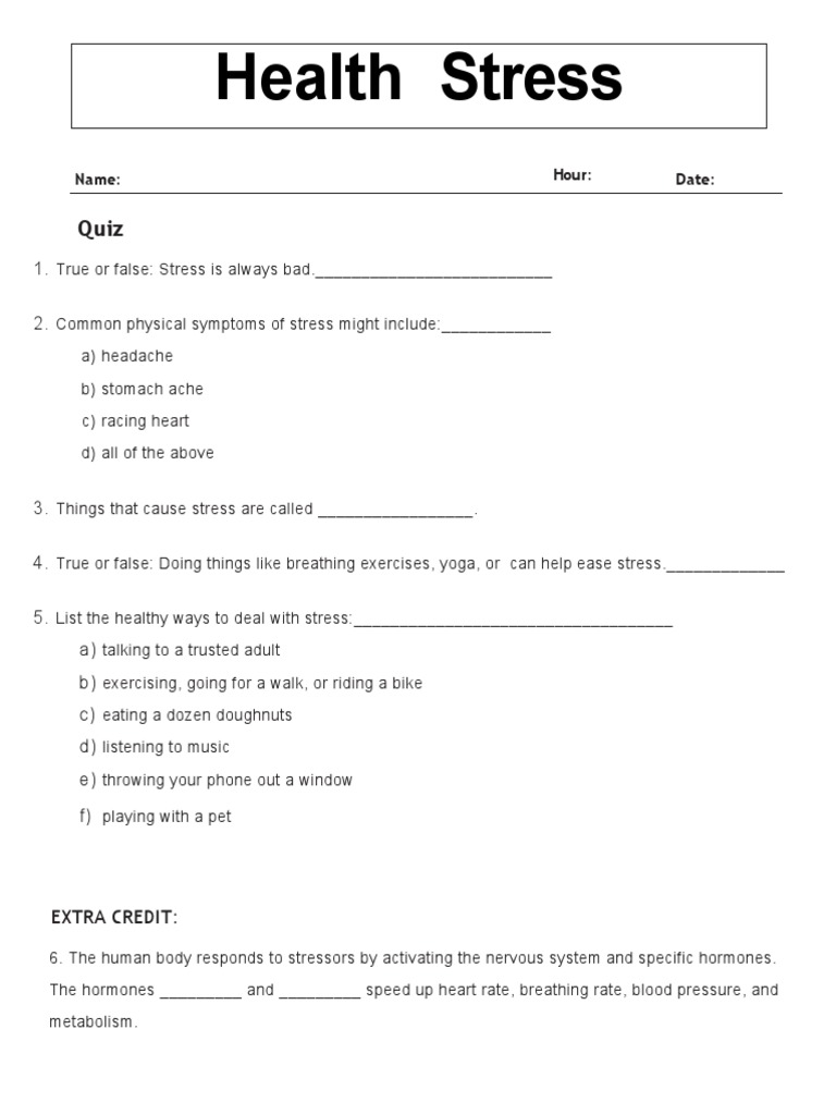 Health Stress Quiz and Tips | PDF
