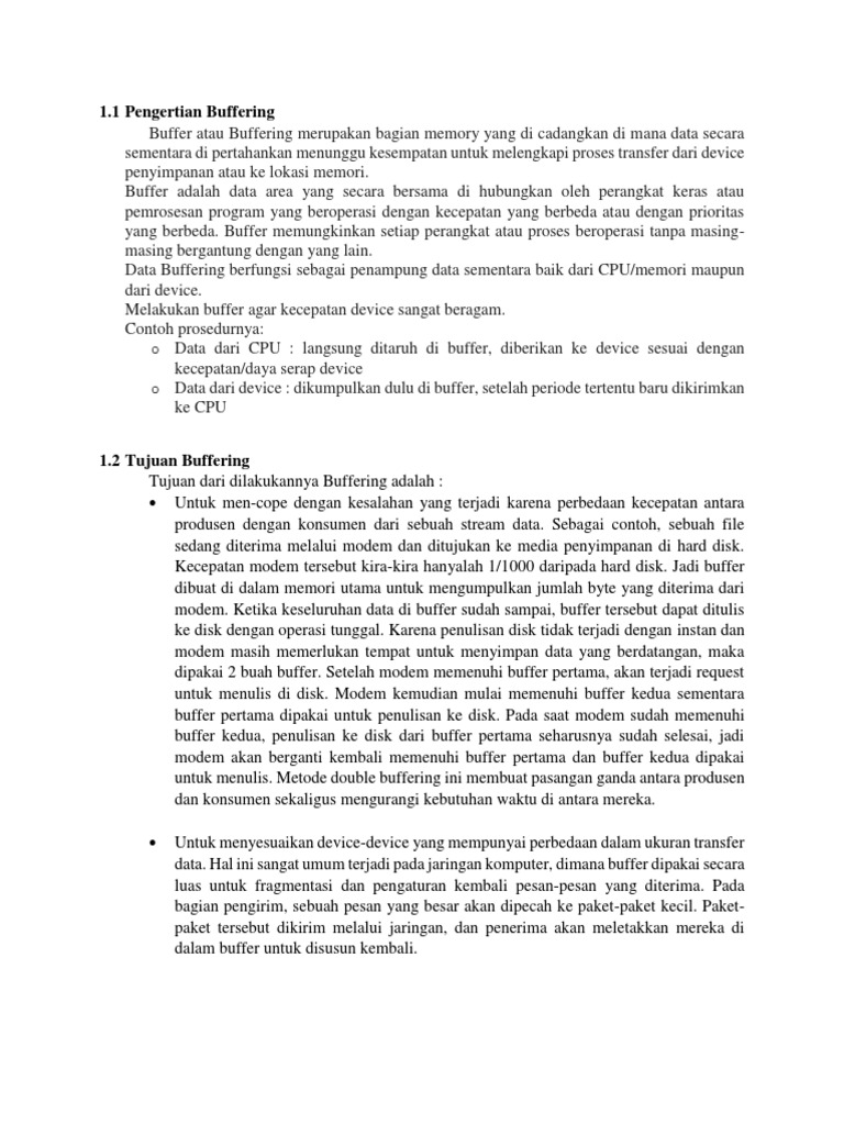 Pengertian Buffering | PDF