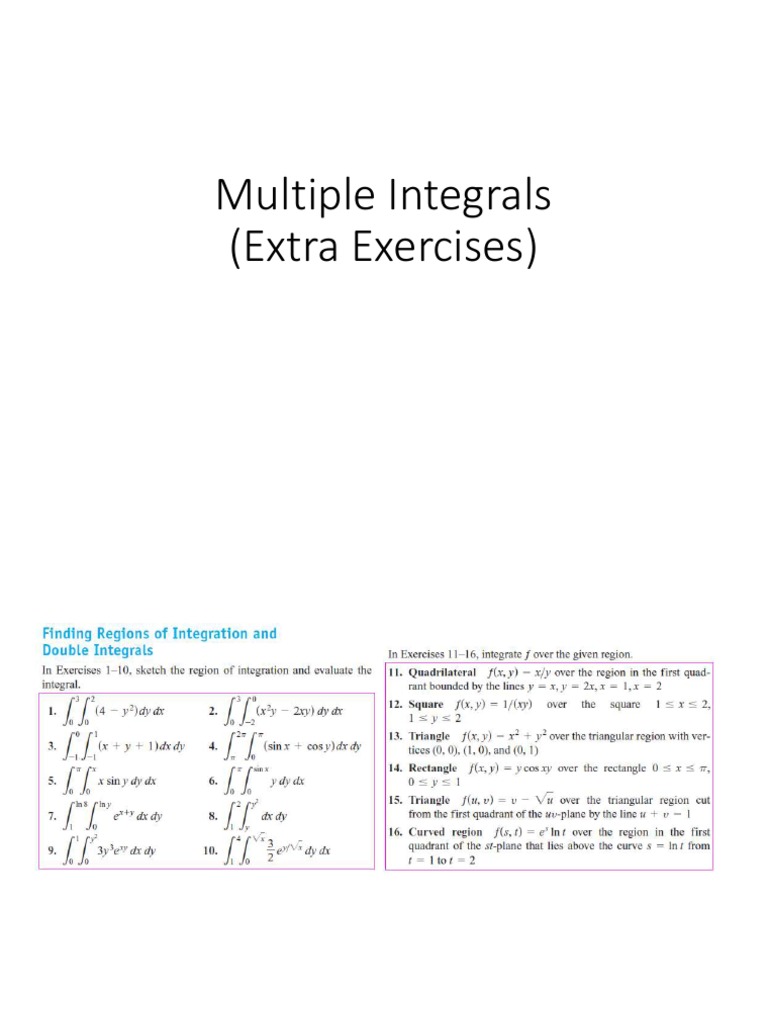 Exercises Multiple Integrals | PDF