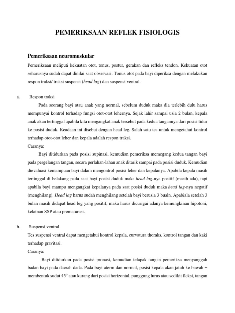 Pemeriksaan Refleks Fisiologis Bayi | PDF | Pengembangan Diri