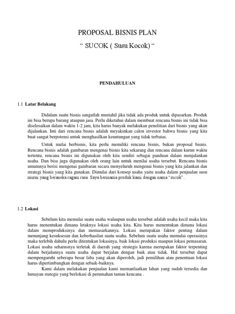 Ringkasan Proposal Usaha | PDF