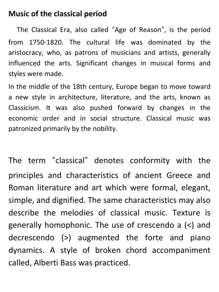 Music of The Classical Period 2nd Q | PDF | Classical Period (Music ...