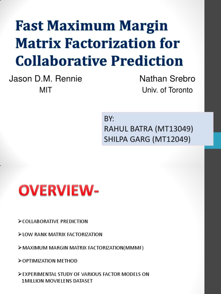Fast Maximum Margin Matrix Factorization Pdf Mathematical 2002