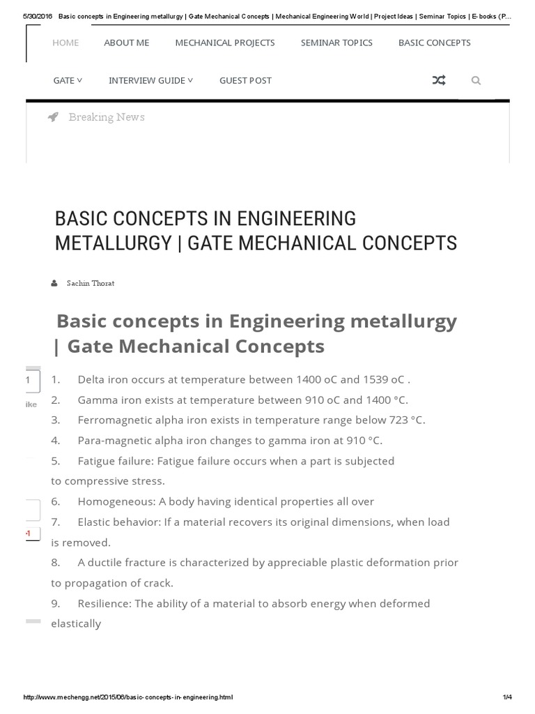 Basic Concepts in Engineering Metallurgy - Gate Mechanical Concepts ...