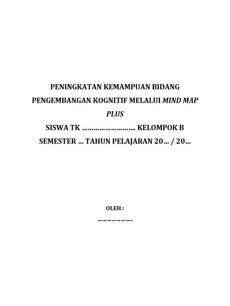 PTK Peningkatan Kemampuan Bidang Pengembangan Kognitif Melalui MIND MAP PLUS | PDF