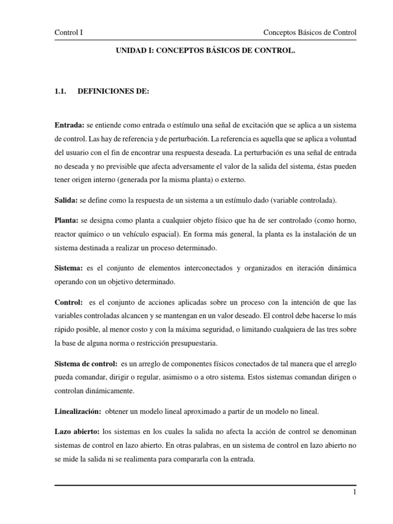 Conceptos Basicos de Control | PDF | Sistema de control | Linealidad