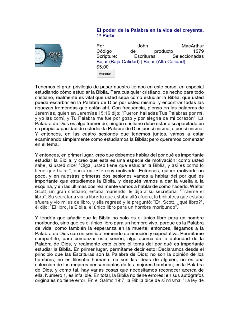 El Poder de La Palabra en La Vida Del Creyente | PDF | Verdad | Jesús