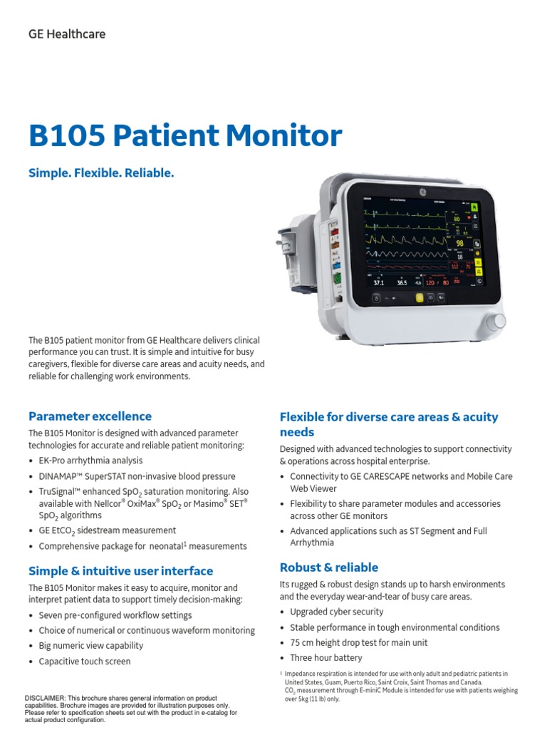 B105 Patient Monitor: Simple. Flexible. Reliable | Download Free PDF ...