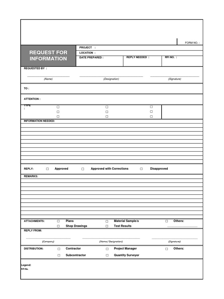 Request For Information: Form No. | PDF