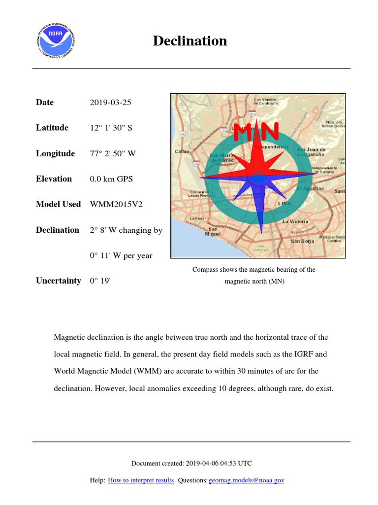 Declination Data | PDF