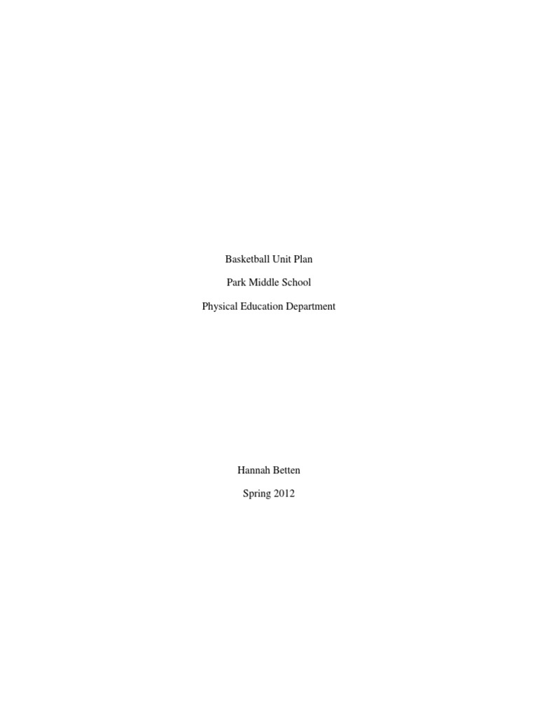 Middle School Basketball Unit Plan | PDF | Physical Education | Learning