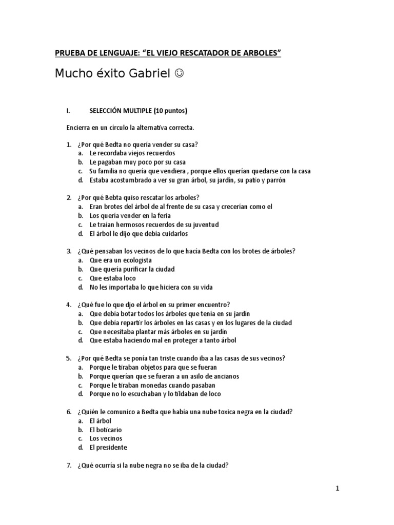 Prueba Viejo Rescatador de Arboles | PDF