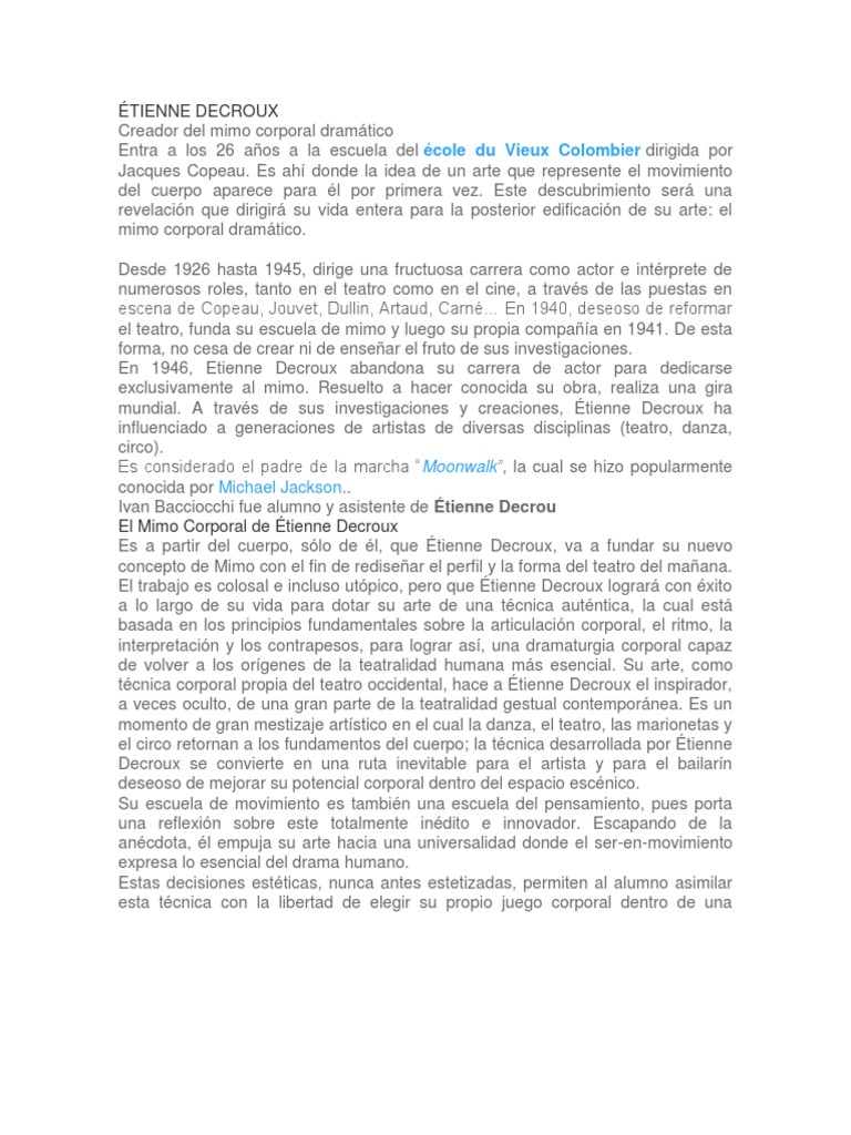 Étienne Decroux | PDF | Teatro | Entretenimiento