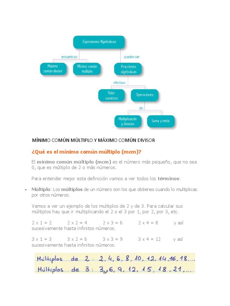 Mínimo Común Múltiplo y Máximo Común Divisor | PDF | Fracción ...