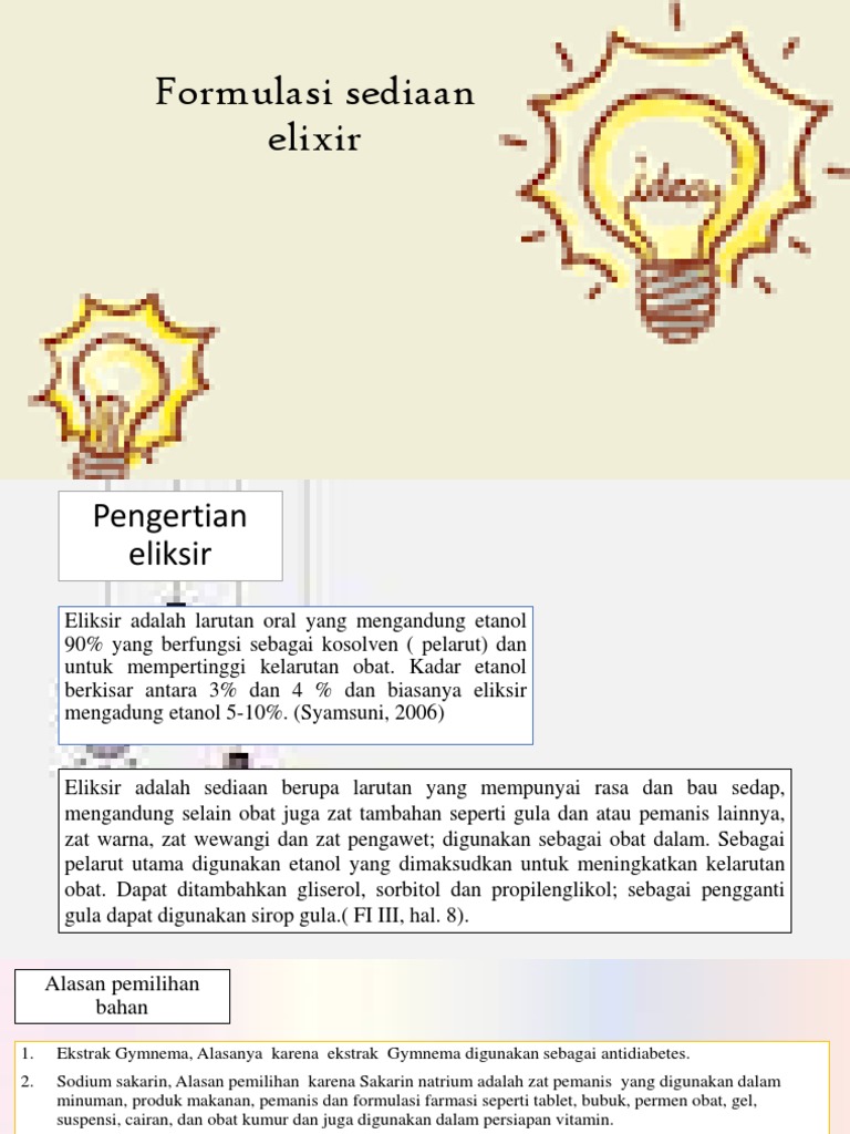 Formulasi Sediaan Elixir | PDF