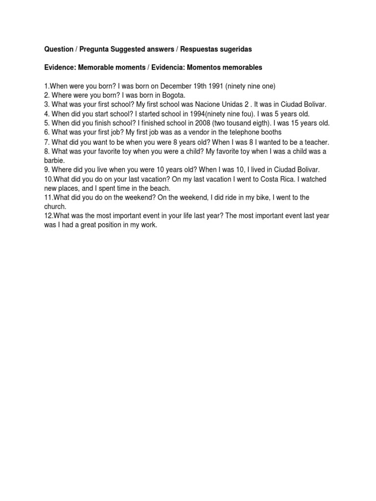 Question / Pregunta Suggested Answers / Respuestas Sugeridas Evidence ...