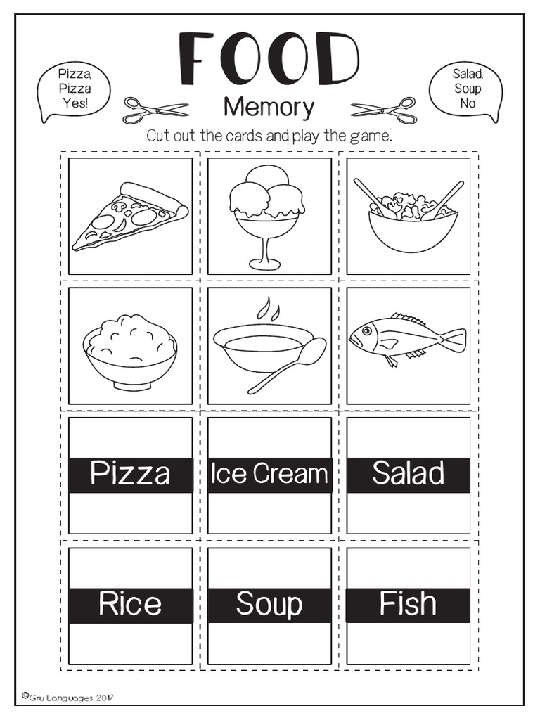Food Memory Game Printable Cards | PDF | Cooking, Food & Wine