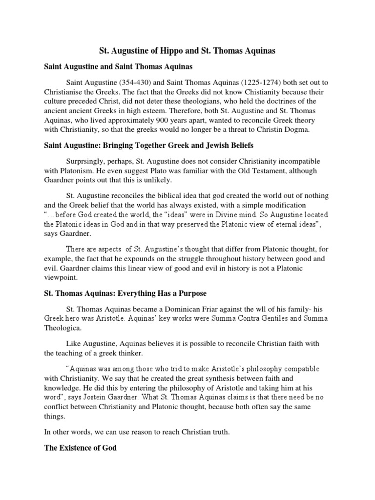 St. Augustine of Hippo and St. Thomas Aquinas | PDF | Thomas Aquinas ...