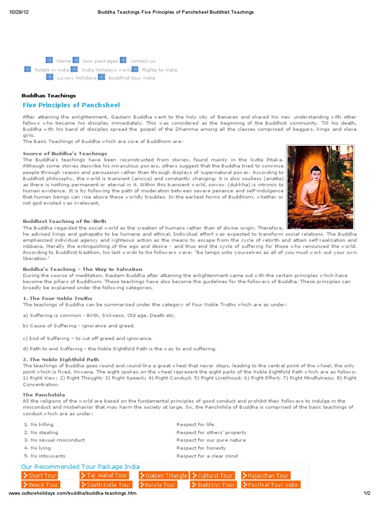 Five Principles of Panchsheel Teachings | PDF | Noble Eightfold Path ...