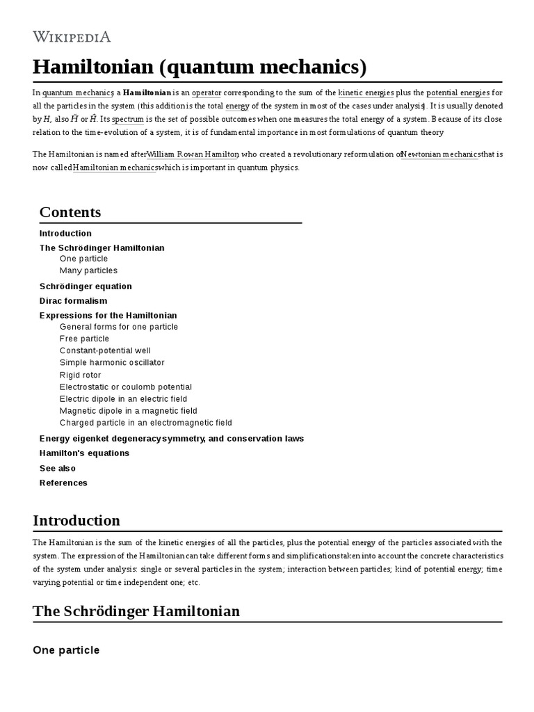 Bra Ket Notation Wiki | Download Free PDF | Hamiltonian (Quantum ...